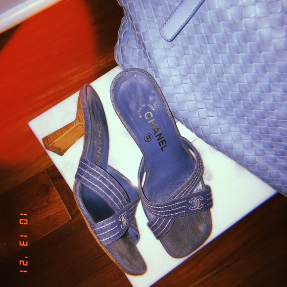 CHANEL | Shoes | Authentic Vintage Chanel Denim Sandals | Poshmark